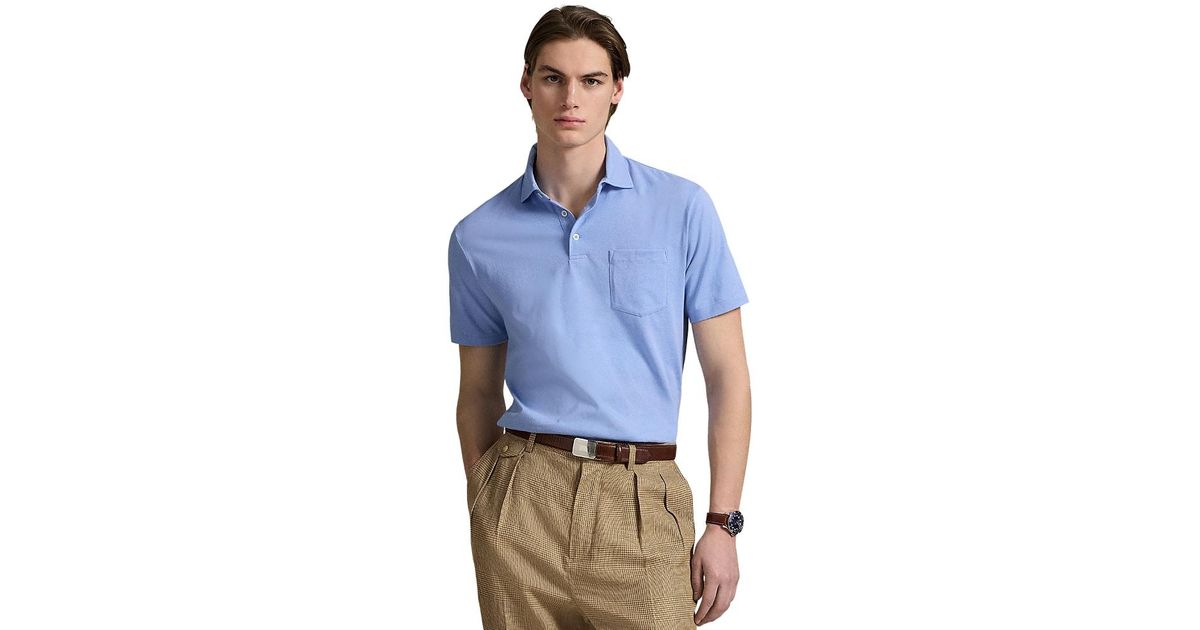 Polo Ralph Lauren Standard Fit Lisle Polo Shirt in Blue for Men | Lyst