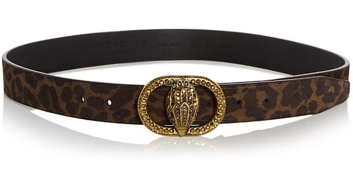 Kurt Geiger Chelsea Leopard Suede & Leather Belt in White | Lyst