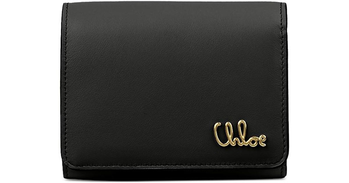 Chloé Iconic Leather Trifold Wallet in Black | Lyst