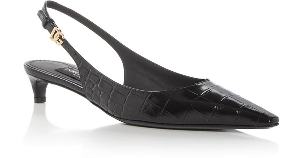 Dolce & Gabbana Croc Embossed Slingback Pumps in Black | Lyst