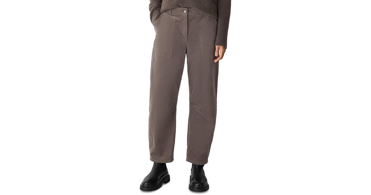 Eileen Fisher Ankle Barrel Pants in Grey | Lyst UK