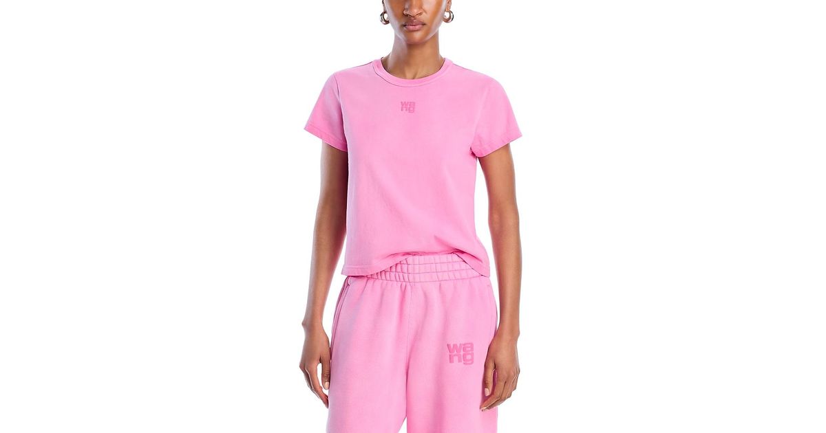 T By Alexander Wang Alexanderwang. T Essential Shrunk Logo Tee in Pink ...