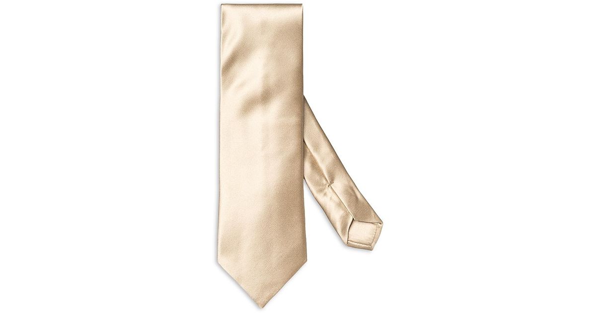 Eton Solid Satin Silk Tie in Natural for Men | Lyst