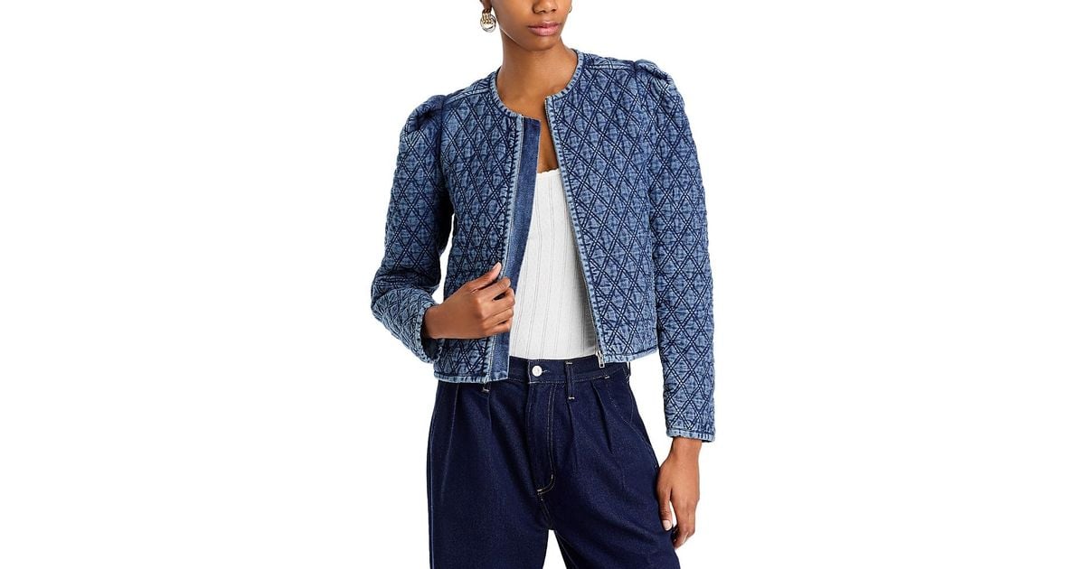 Aqua Quilted Denim Jacket in Blue | Lyst