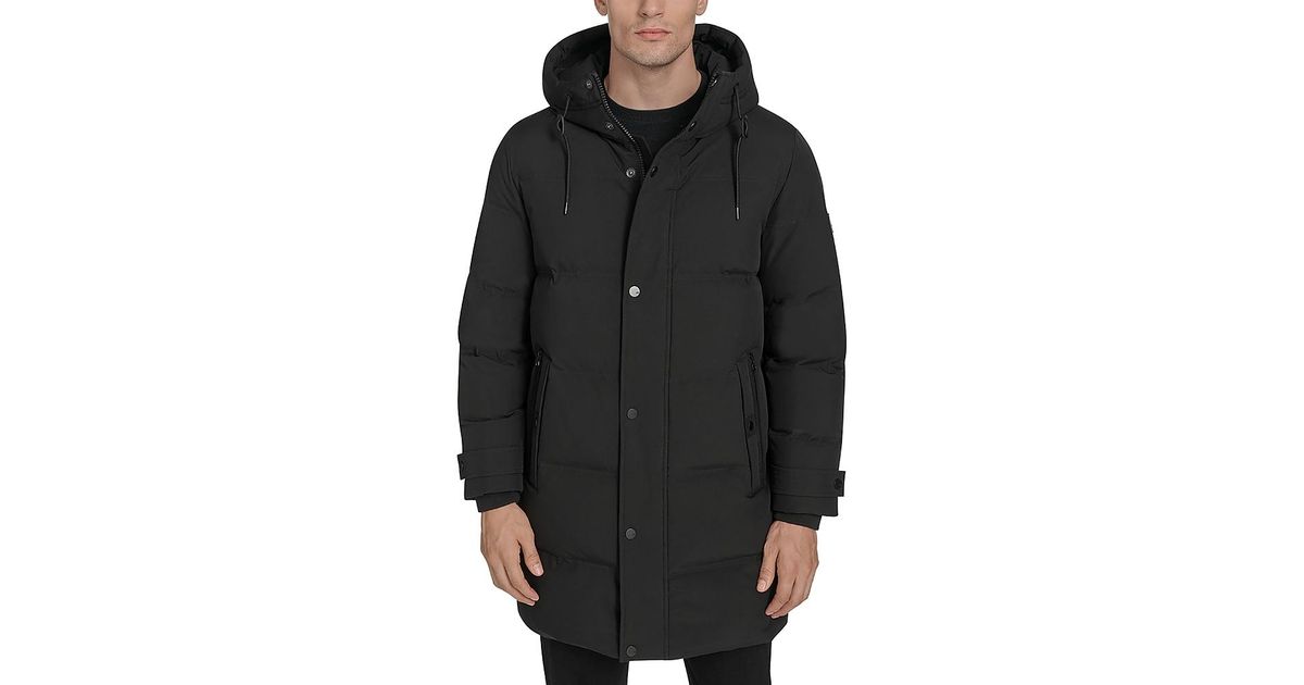 Andrew Marc Rummel Hooded Stadium Coat in Black for Men | Lyst
