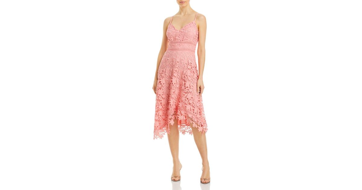 Eliza J Asymmetric Hem Lace Dress In Pink Lyst