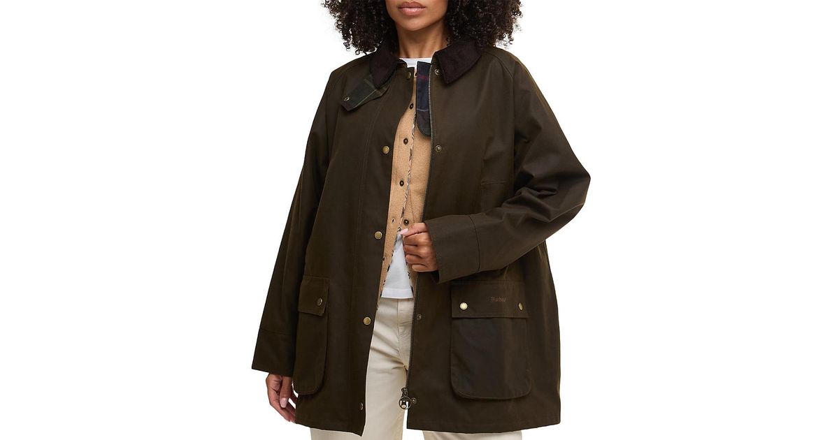 Barbour Plus Acorn Waxed Jacket in Black | Lyst