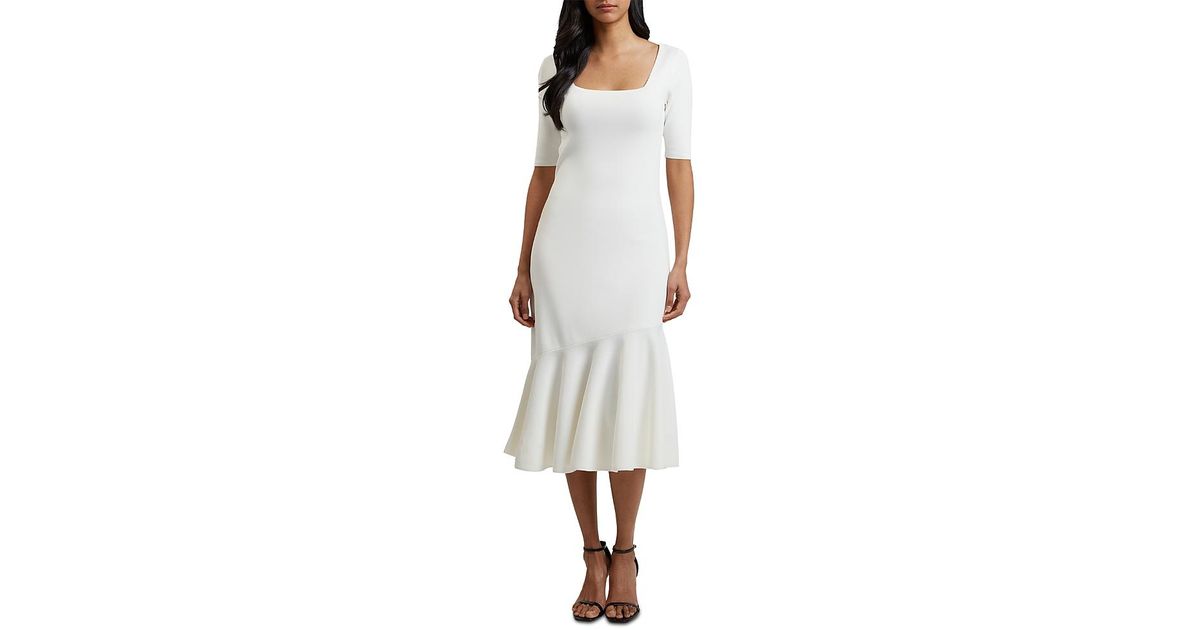 Ted Baker Miyhaa Knit Midi Dress in White | Lyst