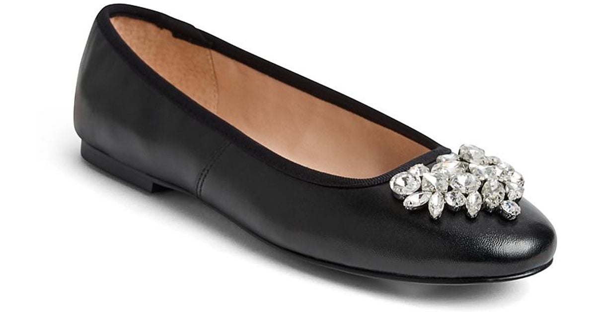 Jack Rogers Ellina Embellished Leather Ballet Flats in Black | Lyst UK