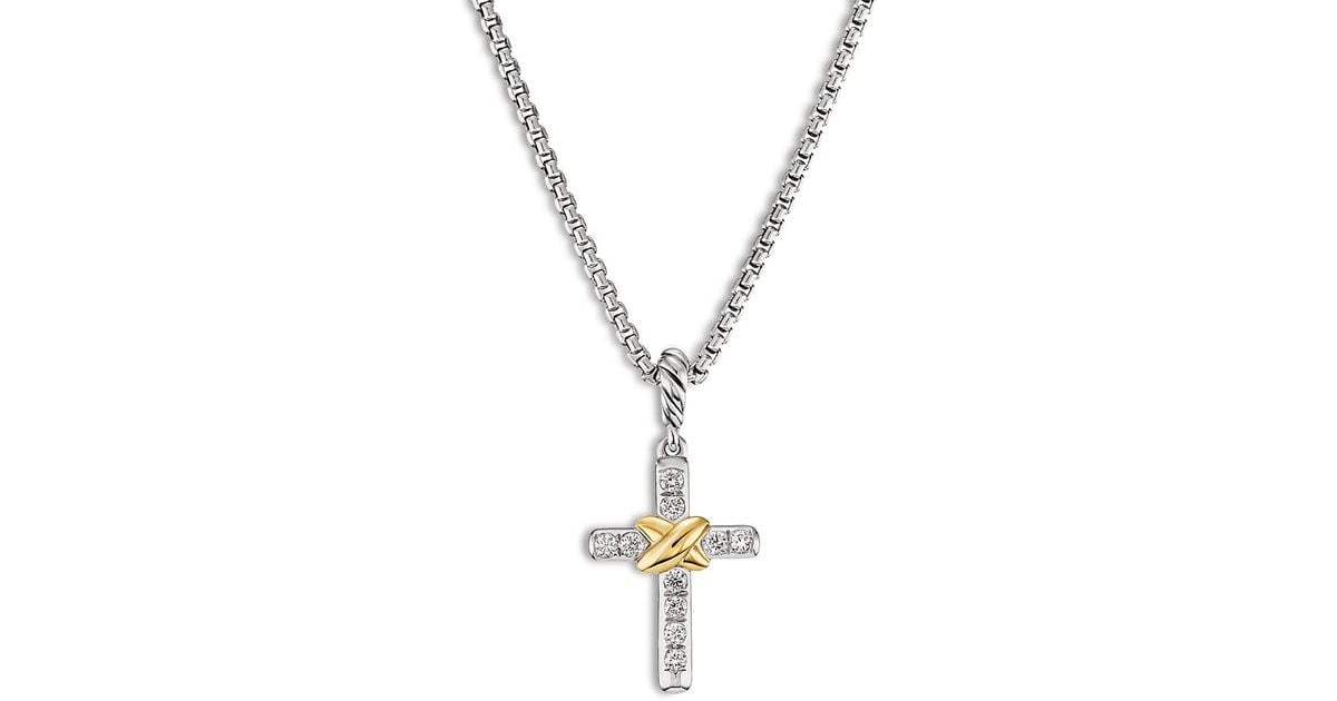 David Yurman Petite Cross Necklace in Metallic | Lyst