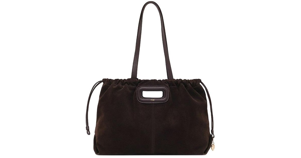 Maje Suede M Tote in Black | Lyst