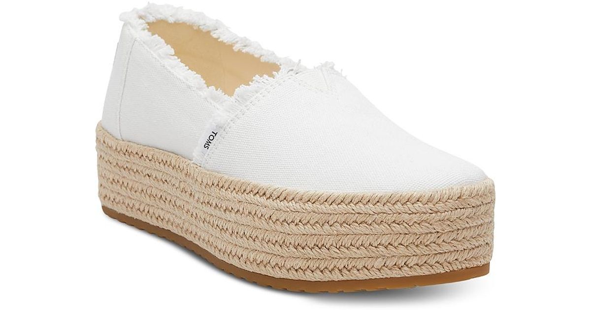 TOMS Valencia Platform Espadrille Flats in White | Lyst UK