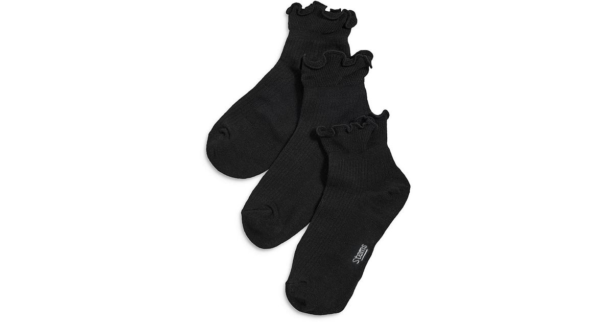 Stems Everyday Classic Ruffled Socks, Pack Of 3 in Black | Lyst