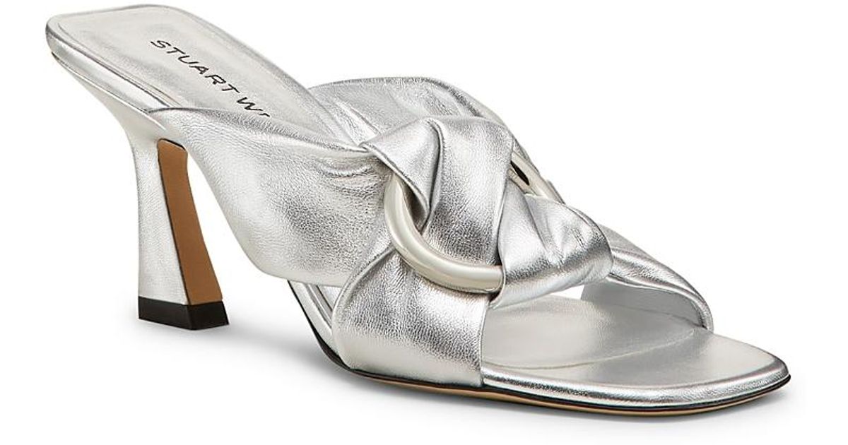Stuart Weitzman Cece 75 Slide Sandals in White | Lyst