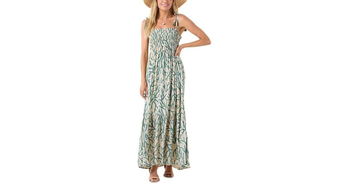 Tiare Hawaii Hilo Smocked Maxi Dress in Green | Lyst