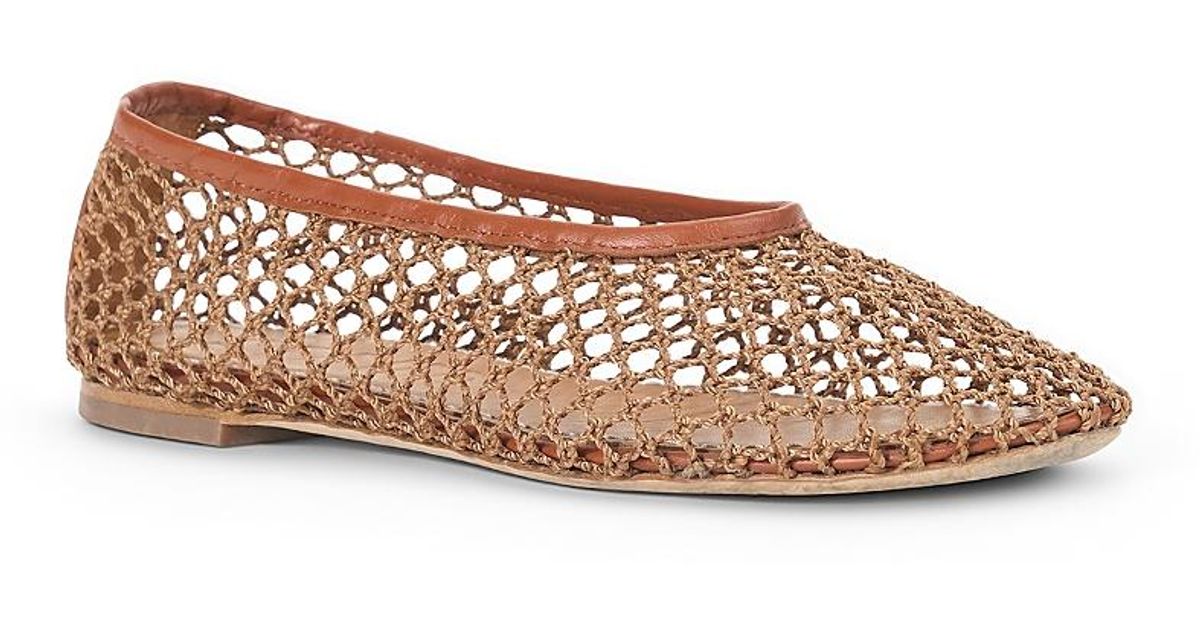 STAUD Alba Net Ballet Flats in Brown | Lyst