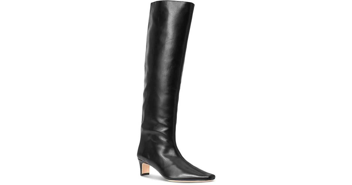 STAUD Wally Mid Heel Knee High Boots in Black | Lyst
