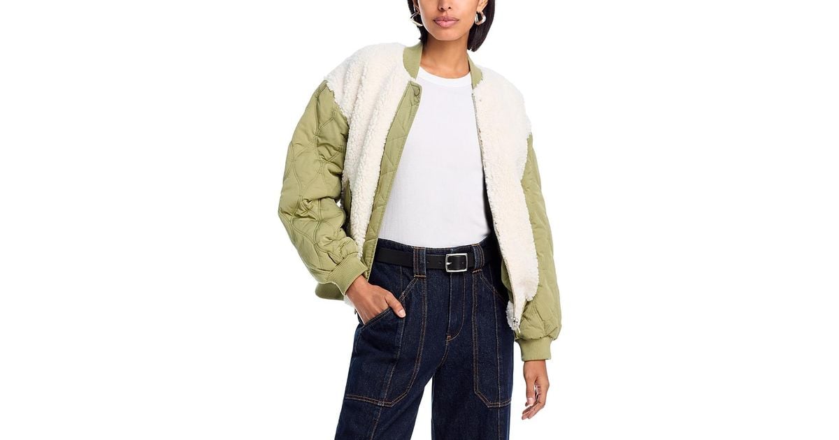 Blank NYC Quilted Faux Fur Bomber Jacket in White | Lyst