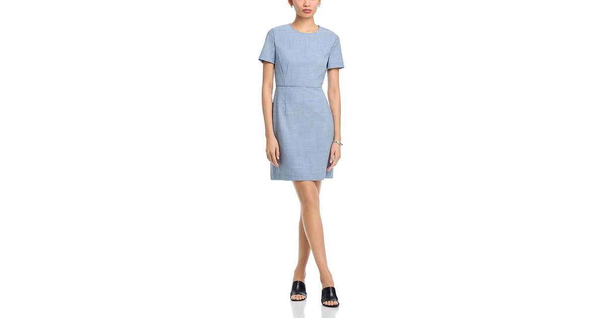BOSS Dunera Short Sleeve Sheath Dress in Blue | Lyst