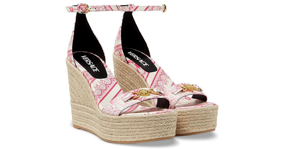Versace Medusa '95 Wedge Sandals in Natural | Lyst