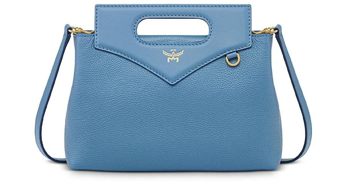MCM Diamant Soft Leather Crossbody Mini in Blue | Lyst