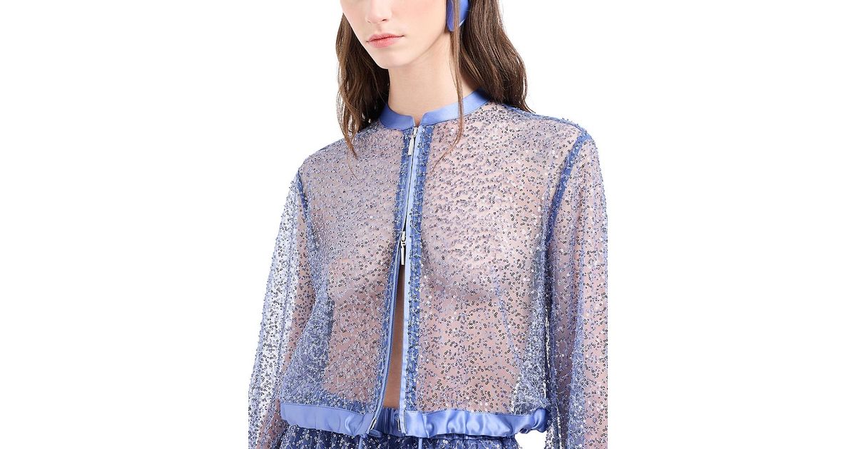 Emporio Armani Sheer Sequin Jacket in Blue | Lyst UK