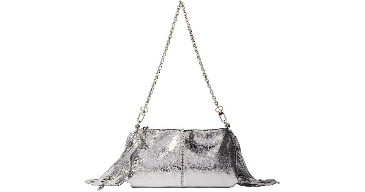 Maje Miss M Metallic Leather Pouch in Gray | Lyst