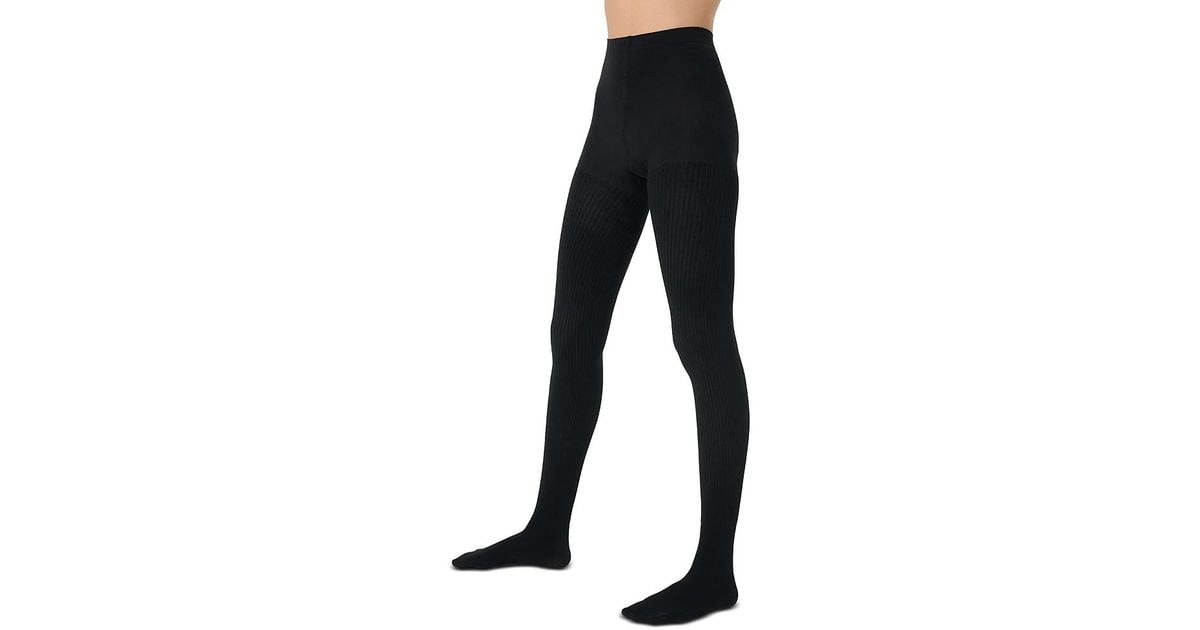 Spanx Shorty Ribbed Tights in Black | Lyst