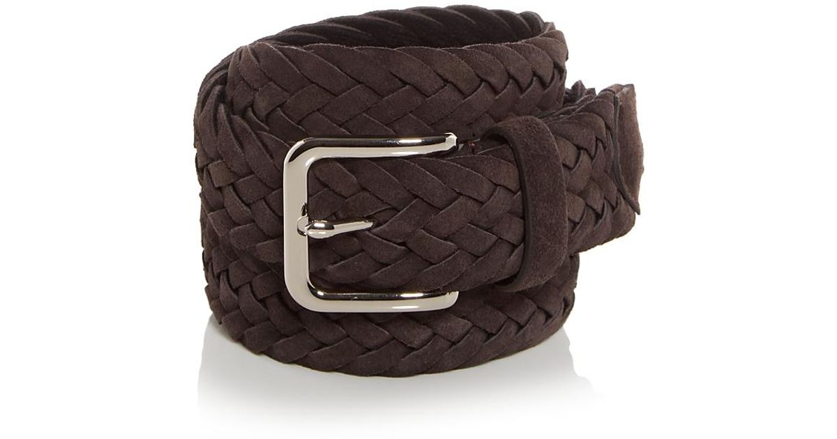 Vince Suede & Wool Woven Belt in Brown for Men | Lyst