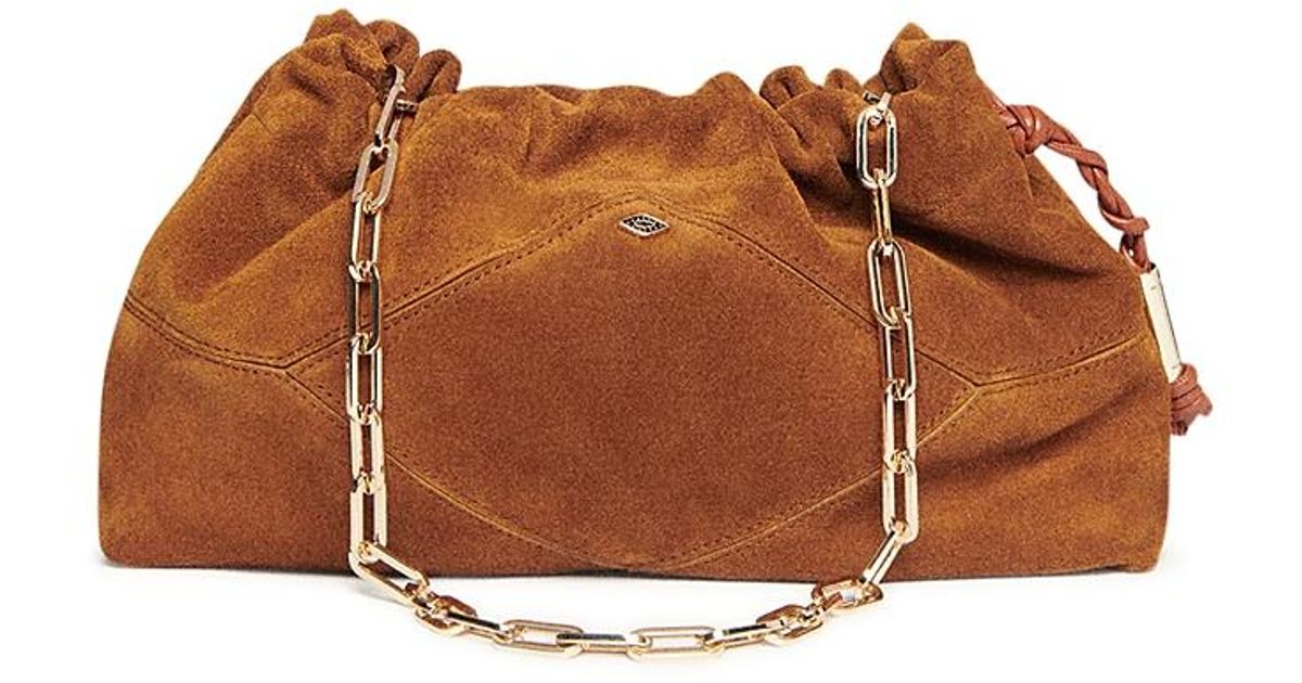 Ba&sh June Small Suede Clutch in Brown | Lyst