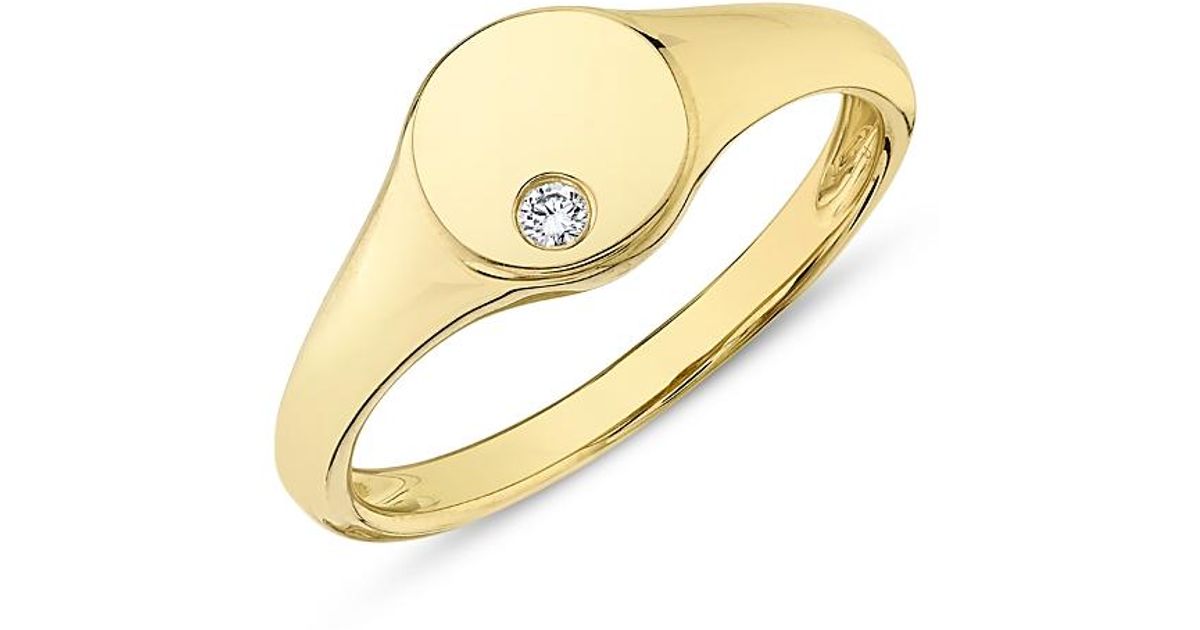 Moon & Meadow 14K Diamond Disc Ring in Metallic | Lyst