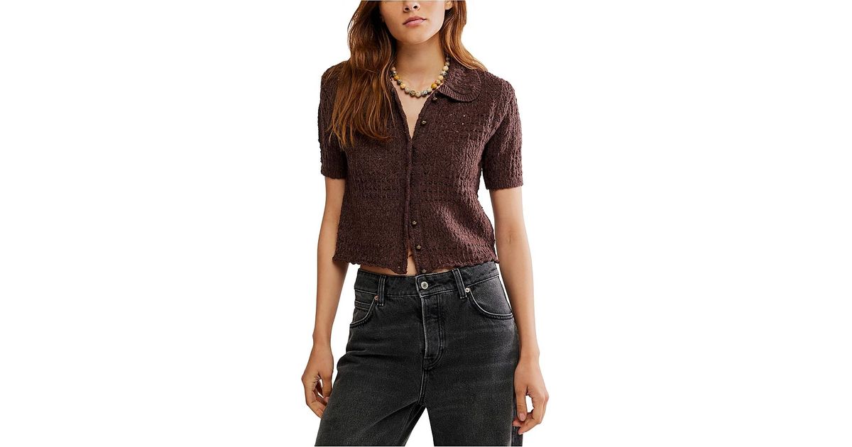 Free People Daylight Cropped Cardigan in Black | Lyst