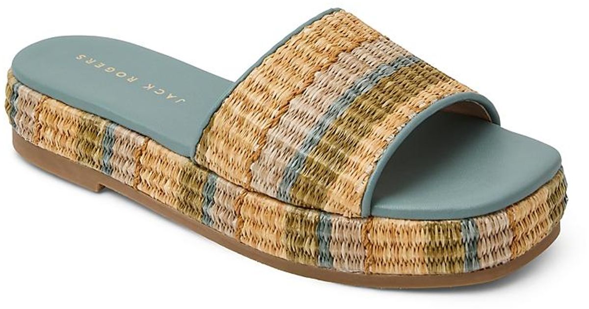 Jack Rogers Bay Raffia Flatform Sandals in Blue | Lyst