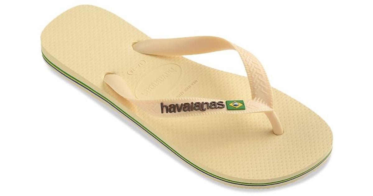 Havaianas Brazil Logo Flip Flop Sandals in Natural | Lyst
