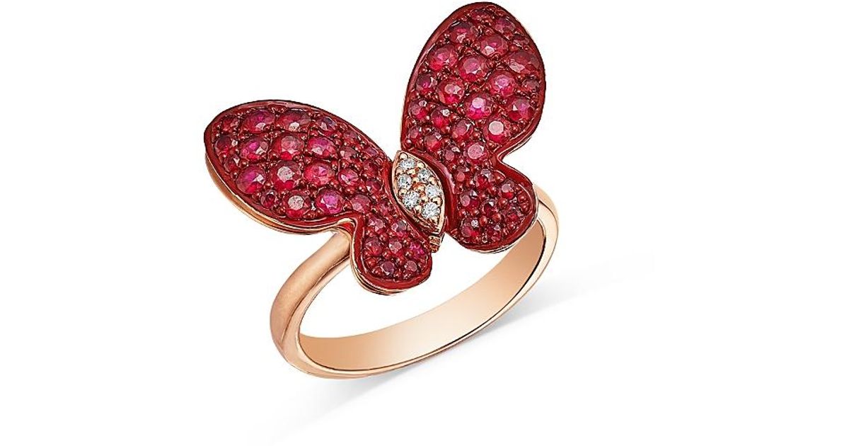 Bloomingdale's Fine Collection Ruby & Diamond Butterfly Ring in Red ...