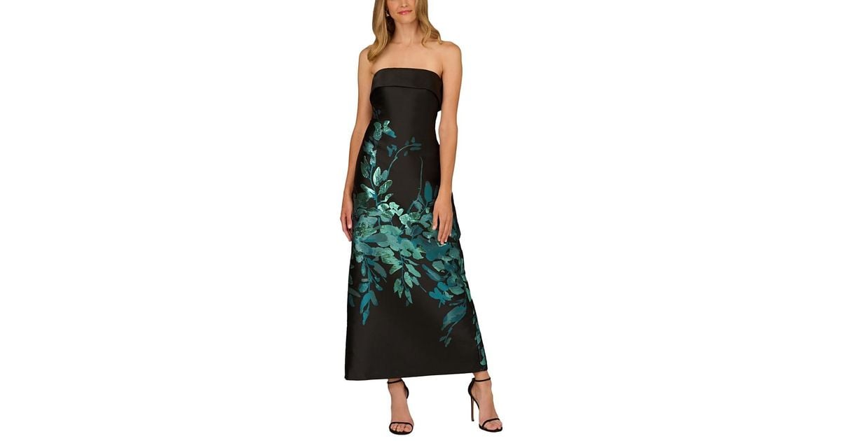 Aidan Mattox Woven Jacquard Gown in Green | Lyst