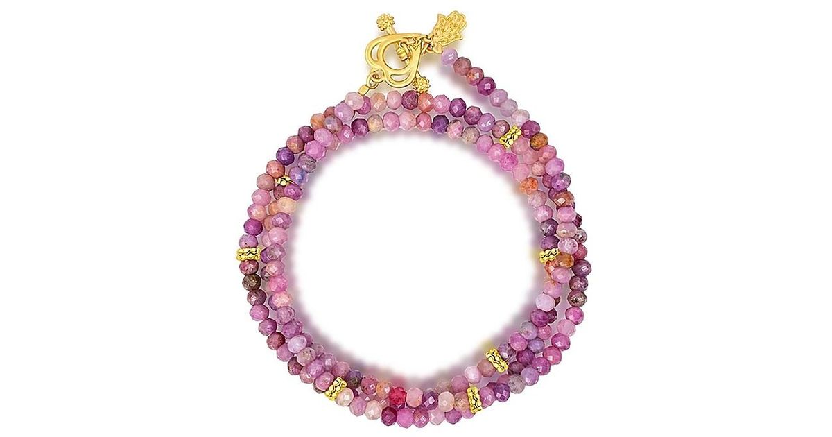 Karma and Luck Bold Love Ruby Heart Wrap Bracelet in Pink | Lyst