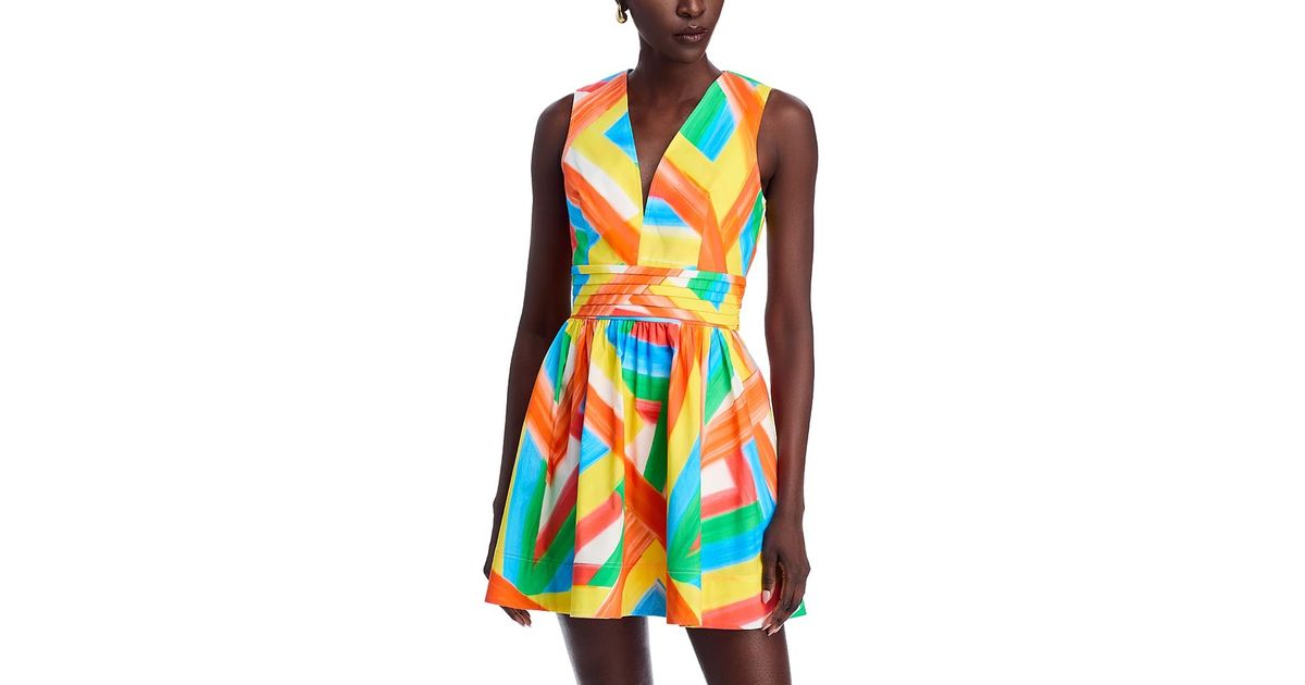 MILLY Nikki Multi Stripe Poplin Mini Dress in Blue | Lyst