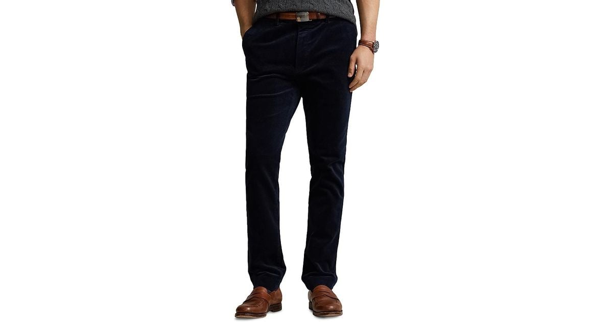 Polo Ralph Lauren Corduroy Stretch Slim Fit Pants in Blue for Men | Lyst
