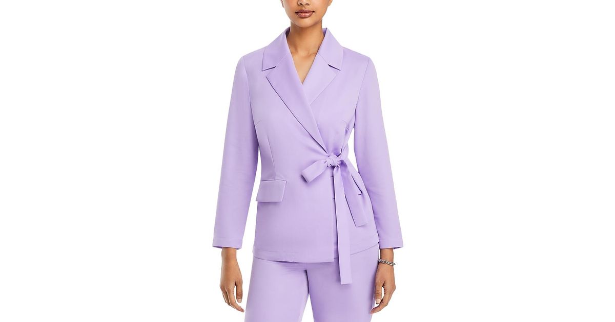 Misook Side Tie Notched Collar Blazer in Purple | Lyst