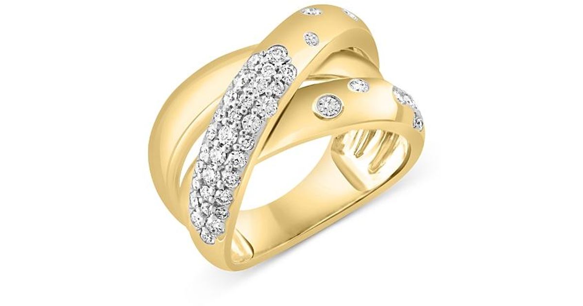 Bloomingdale's Fine Collection Diamond Pave Crossover Ring in Metallic ...