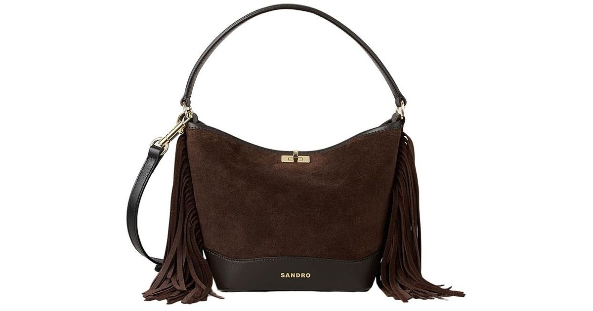 Sandro Tangoso Bucket Bag in Brown | Lyst