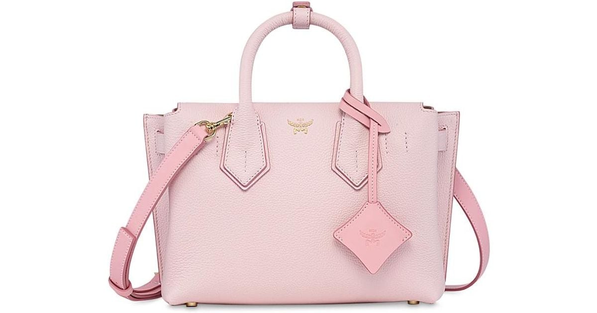 MCM Milla Small Leather Tote in Pink | Lyst