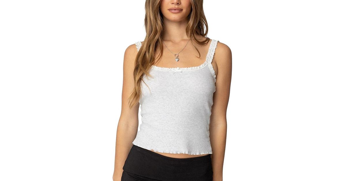 Edikted Teagan Ribbed Tank Top in White | Lyst