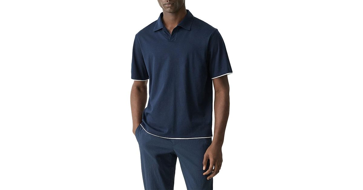 Theory Double Layered Johnny Collar Polo Shirt in Blue for Men | Lyst UK