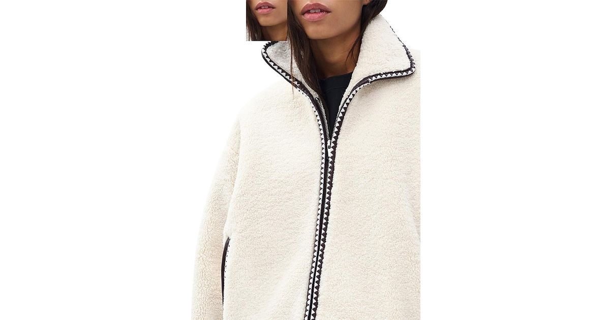 Rag & Bone Mai Sherpa Zip Up Jacket in Natural | Lyst
