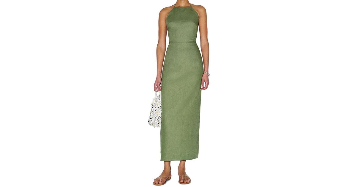 Reformation Trista Linen Dress in Green | Lyst