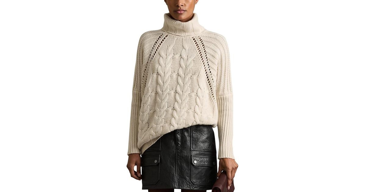 Reiss Penny Chunky Cable Knit Sweater in Natural | Lyst