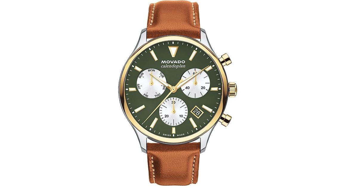 Movado Heritage Series Calendoplan Chronograph, 43Mm in Green for Men ...
