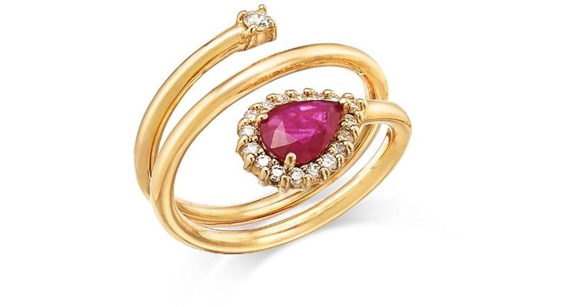 Bloomingdale's Fine Collection Ruby & Diamond Spiral Ring in White | Lyst